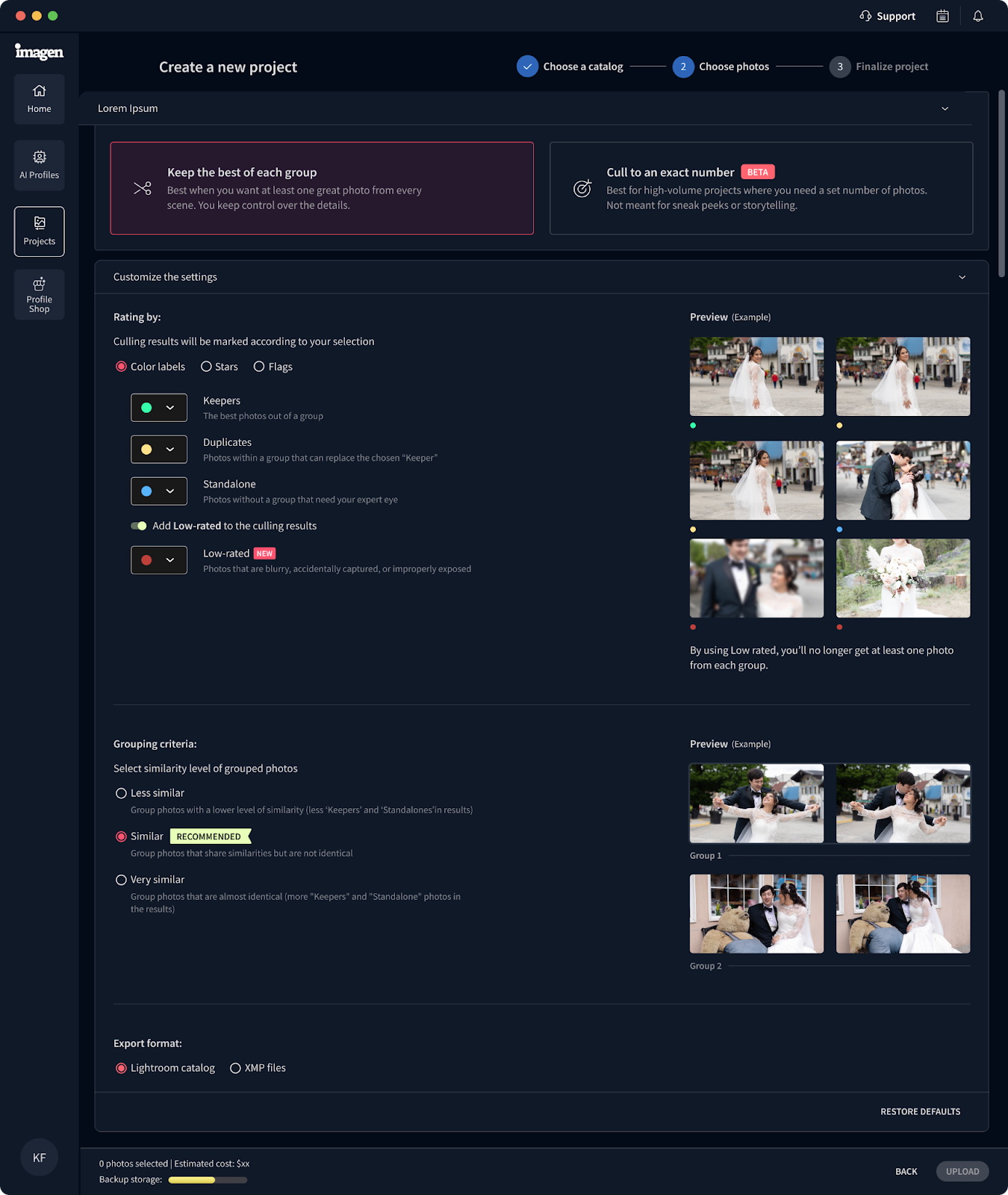 Create a new culling project – Imagen